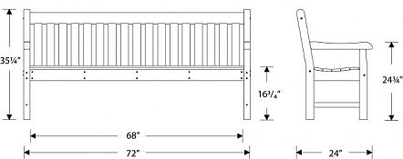 72in Rockford Garden Bench - Recycled Outdoor Furniture - RKB72